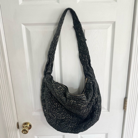 Maya | Bags | Vintage Maya Embossed Leather Hobo Bag Black | Poshmark